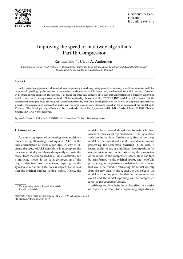 Pdf Improving The Speed Of Multiway Algorithms