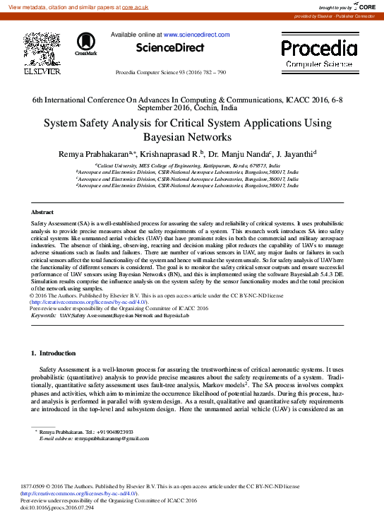 Pdf Bayesian Networks For Uav Safety Analysis And Reliability
