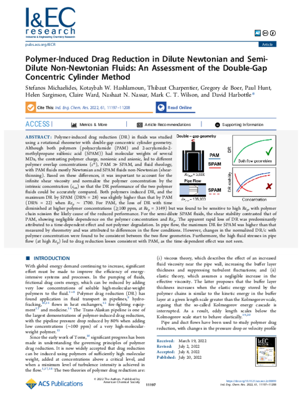 (PDF) Polymer-Induced Drag Reduction in Dilute Newtonian and Semi ...