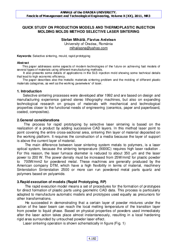 (PDF) Quick Study on Production Models and Thermoplastic Injection ...