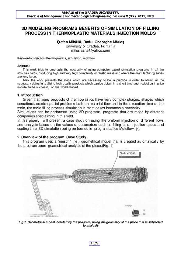 (PDF) 3D Modeling Programs Benefits of Simulation of Filling Process in Thermoplastic Materials ...