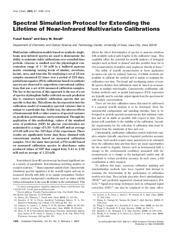 Pdf Spectral Simulation Protocol For Extending The Lifetime Of Near Infrared Multivariate