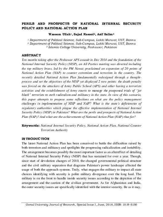 (PDF) Perils and Prospects of National Internal Security Policy and ...