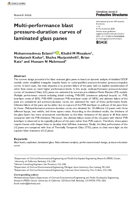 (PDF) Multi-performance blast pressure-duration curves of laminated ...