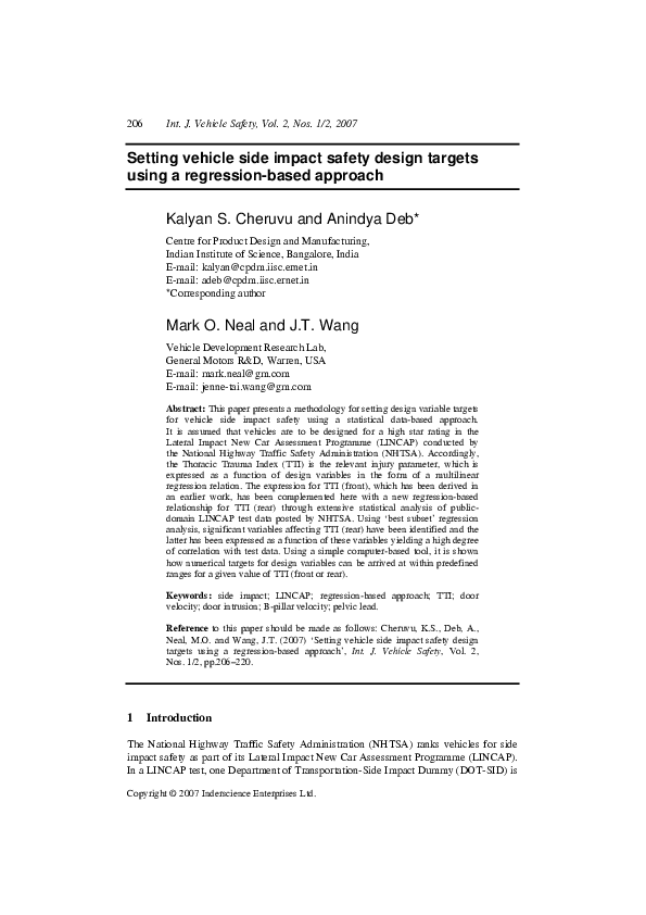 (PDF) Designing Vehicle Side Impact Safety Targets