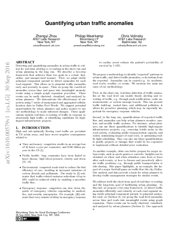 (PDF) Quantifying Urban Traffic Anomalies