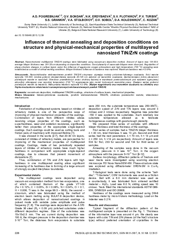 (PDF) Influence of thermal annealing and deposition conditions on ...