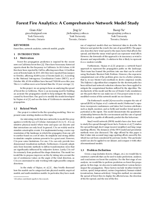(PDF) Forest Fire Analytics: A Comprehensive Network Model Study