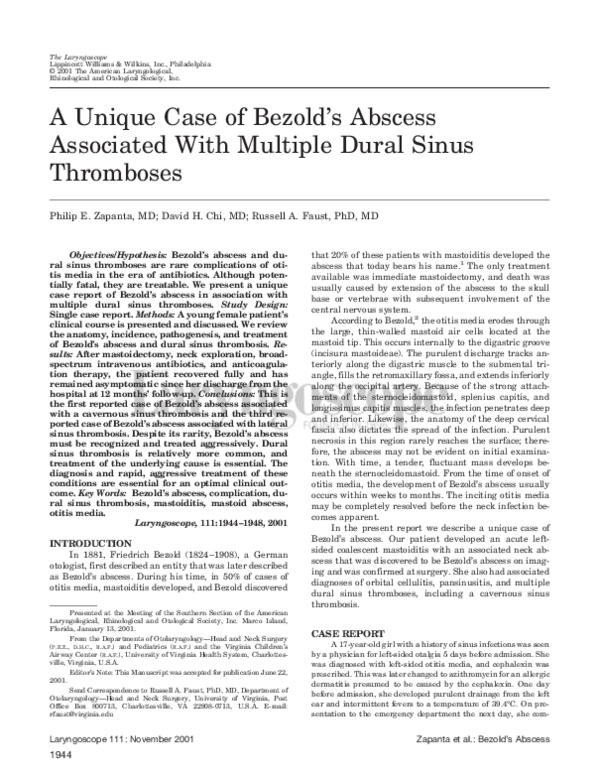 (PDF) A Unique Case of Bezold???s Abscess Associated With Multiple ...
