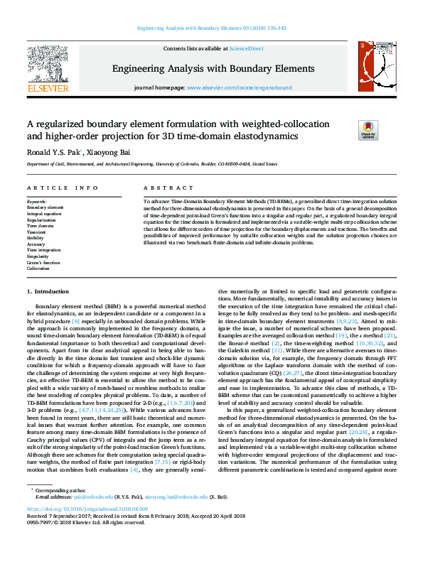 Pdf A Regularized Boundary Element Formulation With Weighted Collocation And Higher Order