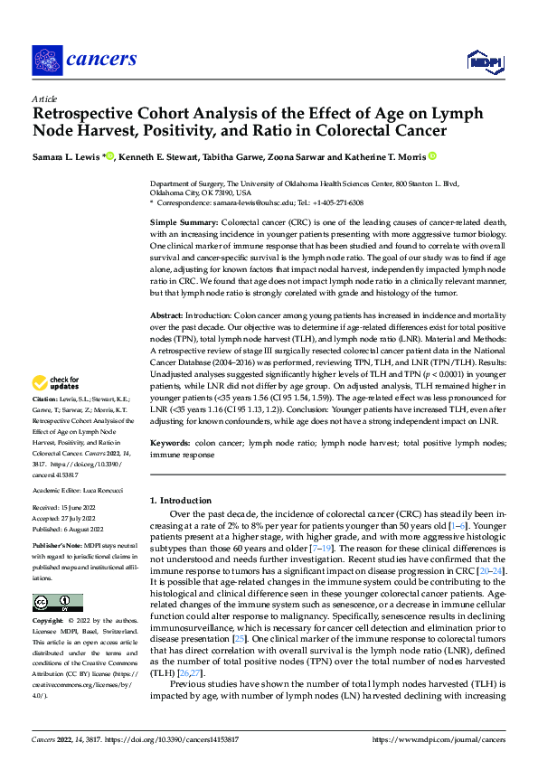 (PDF) Retrospective Cohort Analysis of the Effect of Age on Lymph Node ...