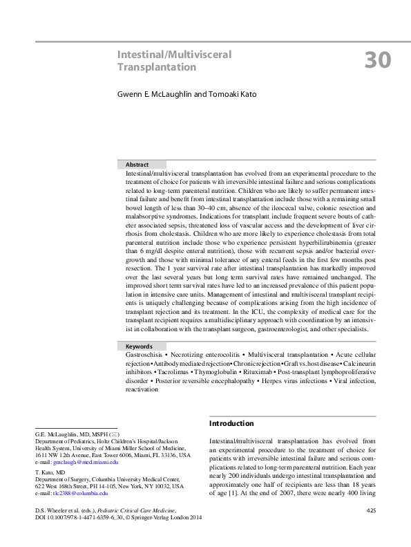 (PDF) Intestinal/Multivisceral Transplantation