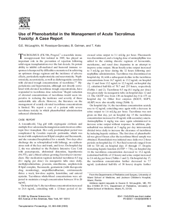 (PDF) Use of phenobarbital in the management of acute tacrolimus ...