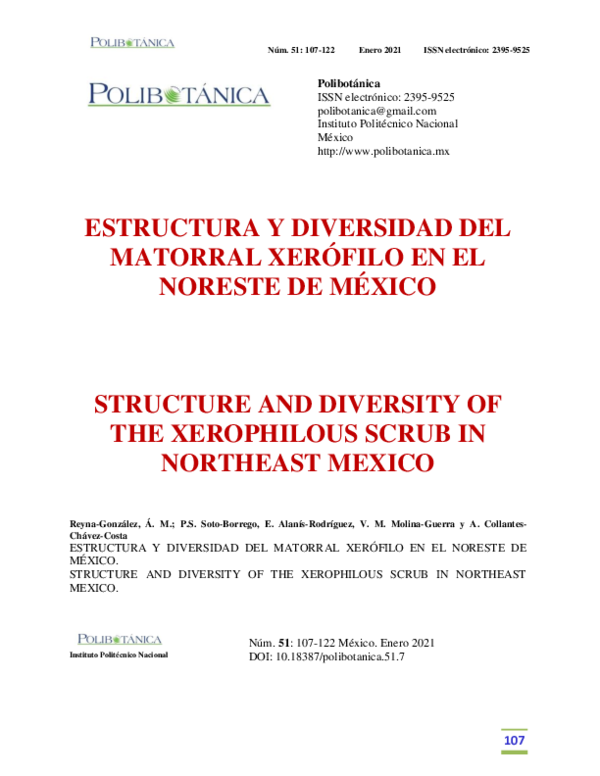 (PDF) Estructura y diversidad del matorral xerófilo en el noreste de México