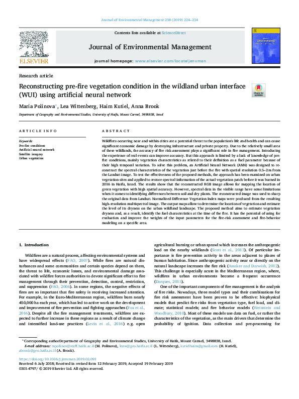 (PDF) Reconstructing pre-fire vegetation condition in the wildland ...