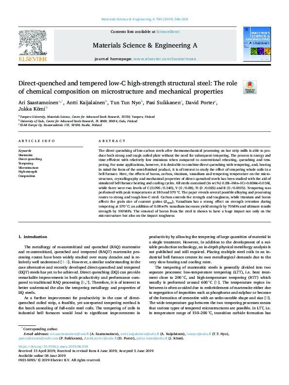 (PDF) Direct-quenched and tempered low-C high-strength structural steel ...