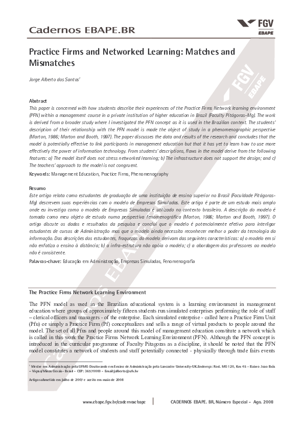 (PDF) Practice firms and networked learning: matches and mismatches