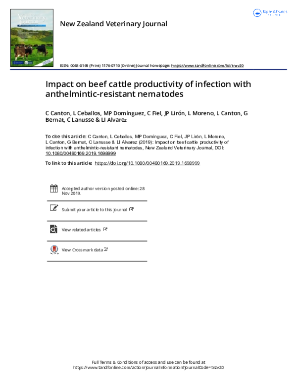 (PDF) Impact on beef cattle productivity of infection with anthelmintic ...