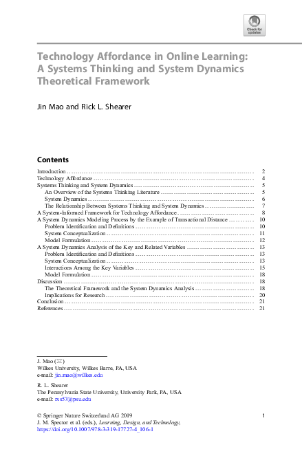 (PDF) Technology Affordance in Online Learning: A Systems Thinking and System Dynamics ...