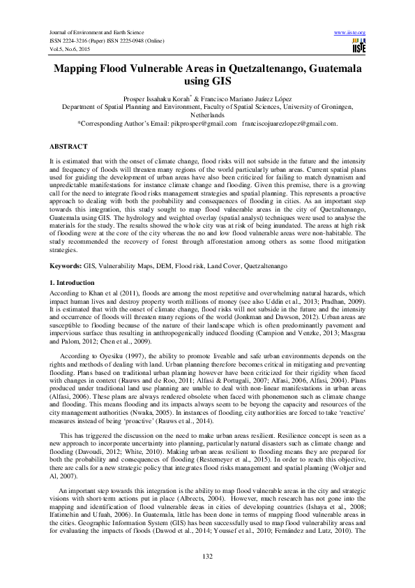 (PDF) Mapping Flood Vulnerable Areas in Quetzaltenango, Guatemala using GIS