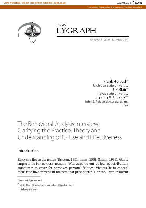 (PDF) The Behavioral Analysis Interview: Clarifying the Practice ...