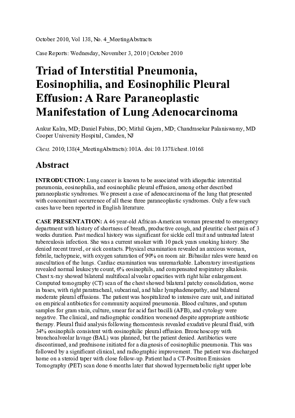 (PDF) Triad of Interstitial Pneumonia, Eosinophilia, and Eosinophilic ...