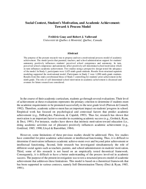 (PDF) Social context, student's motivation, and academic achievement ...