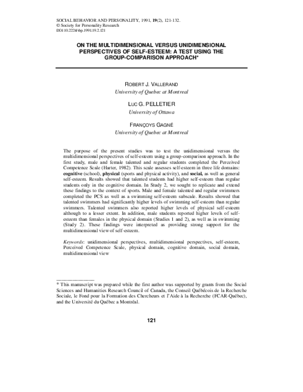 (PDF) On the Multidimensional Versus Unidimensional Perspectives of ...