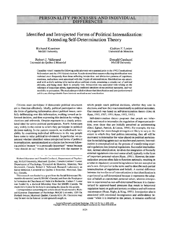 (PDF) Identified and introjected forms of political internalization ...