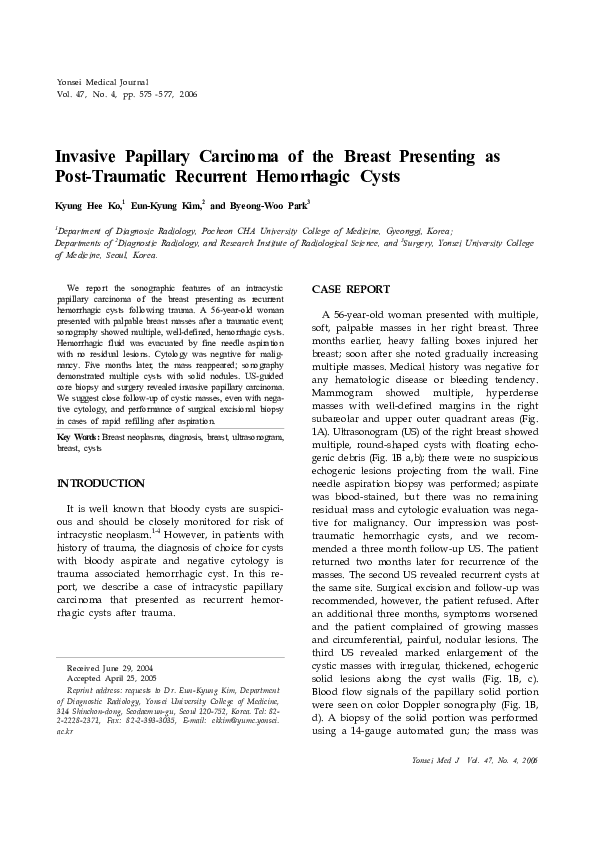 (PDF) Invasive Papillary Carcinoma of the Breast Presenting as Post ...