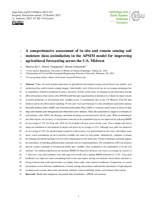 (PDF) A comprehensive assessment of in situ and remote sensing soil ...