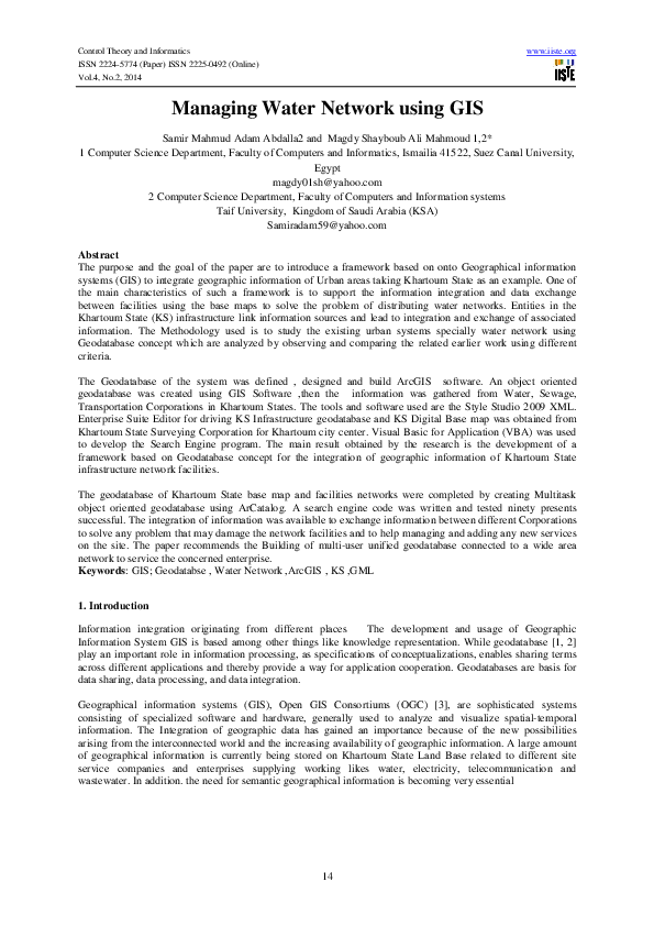 (PDF) Managing Water Network using GIS (PDF) Managing Water Network using GIS