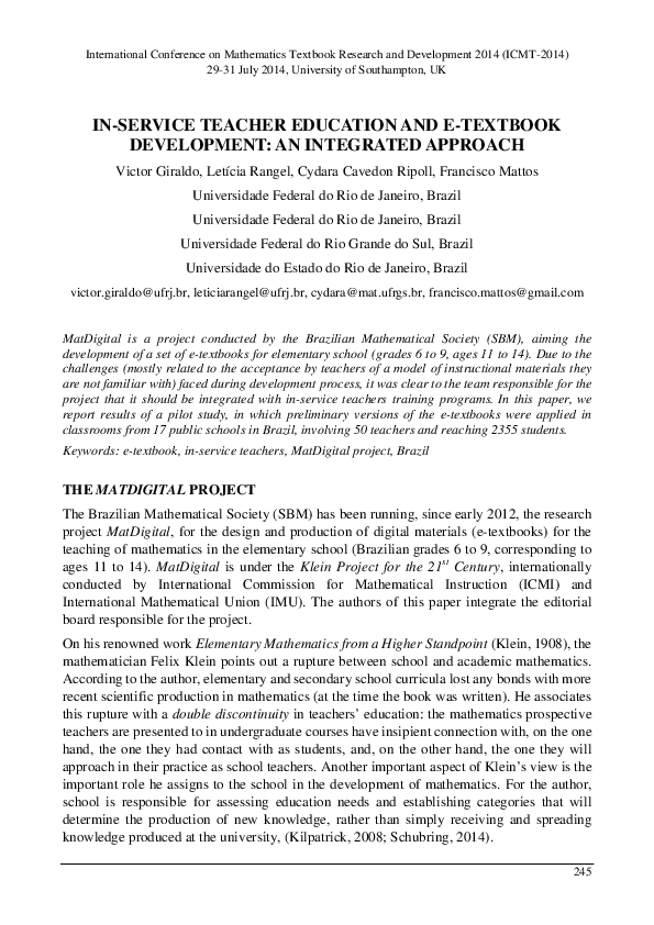 (PDF) In-service teachers education and e-textbook development : an ...