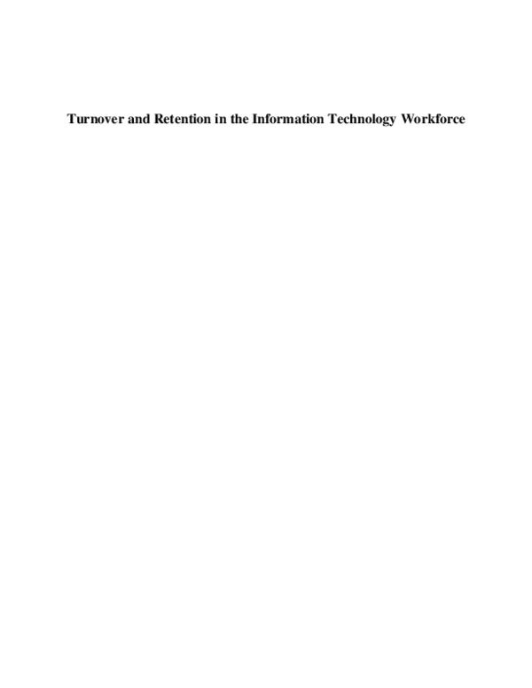 (PDF) Turnover and retention in the information technology workforce ...