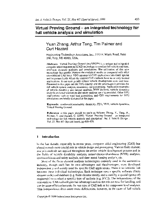 (PDF) Virtual Proving Ground - an integrated technology for full vehicle analysis and simulation