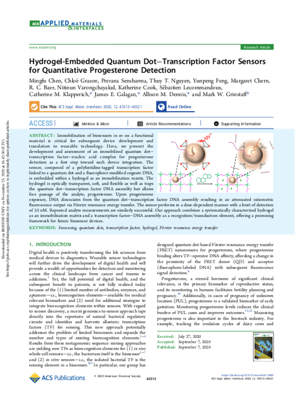 (PDF) Hydrogel-Embedded Quantum Dot–Transcription Factor Sensors for ...