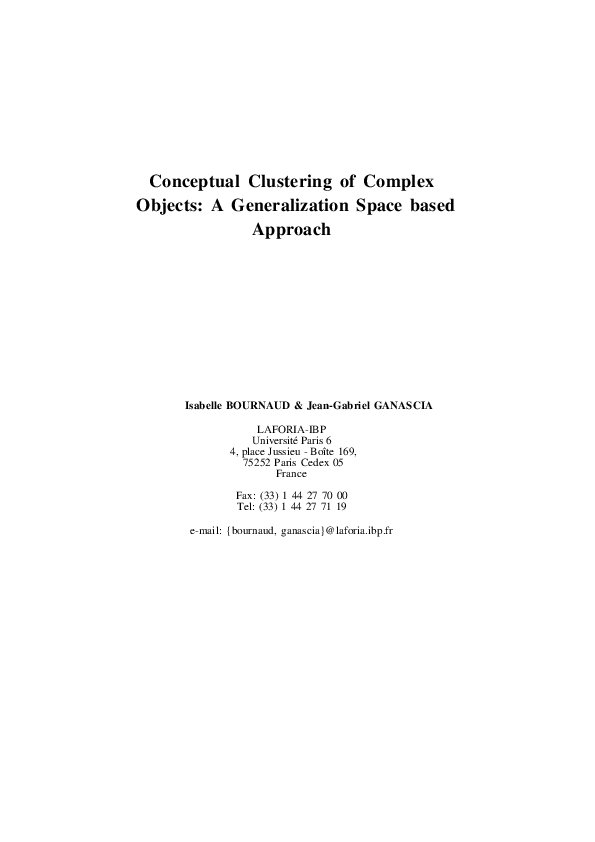 Pdf Conceptual Clustering Of Complex Objects A Generalization Space Based Approach Jean