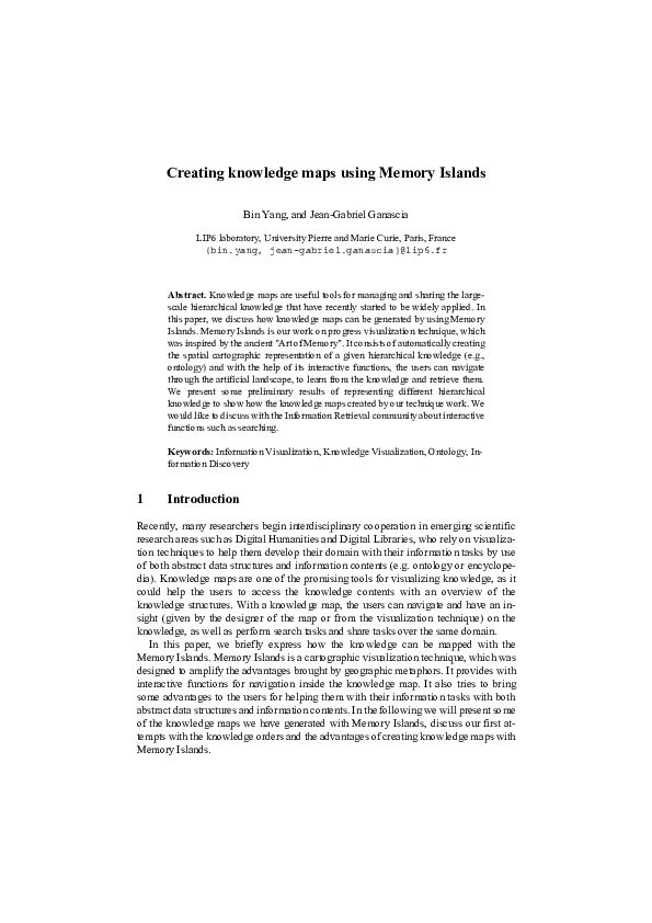 Creating knowledge maps using Memory Island