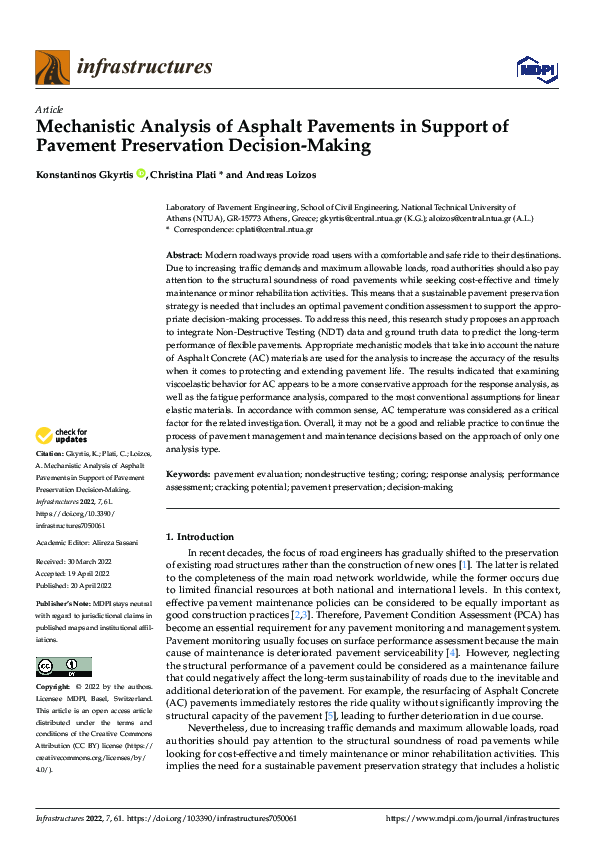 (PDF) Mechanistic Analysis of Asphalt Pavements in Support of Pavement Preservation Decision-Making
