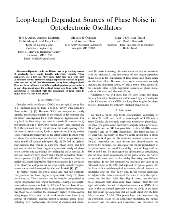 (PDF) Loop-length dependent sources of phase noise in optoelectronic oscillators