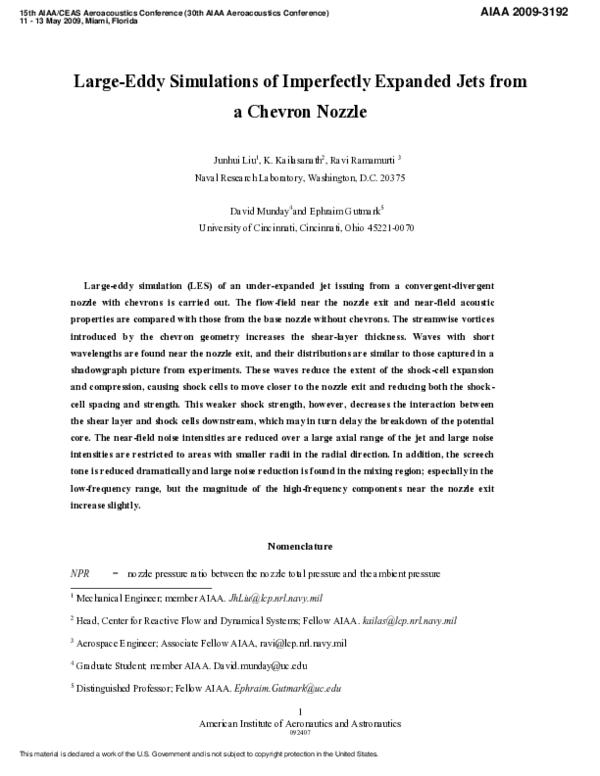 (PDF) Large-Eddy Simulations of Imperfectly Expanded Jets from a ...