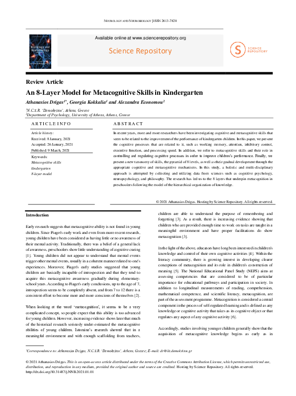(PDF) An 8-Layer Model for Metacognitive Skills in Kindergarten