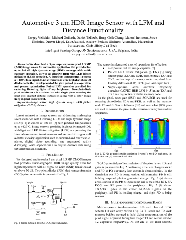 (PDF) Automotive 3 μm HDR Image Sensor With LFM and Distance Functionality