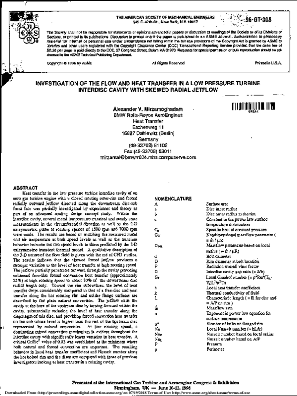 (PDF) Investigation of the Flow and Heat Transfer in a Low Pressure ...