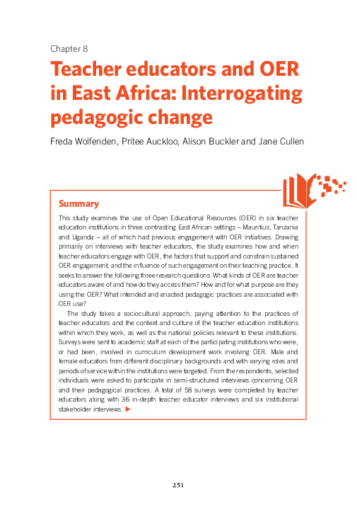 (PDF) Teacher educators and OER in East Africa: Interrogating pedagogic ...