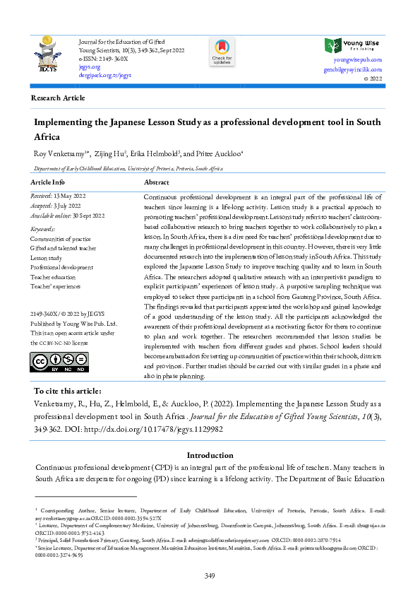 (PDF) Implementing Japanese lesson study as a professional development ...