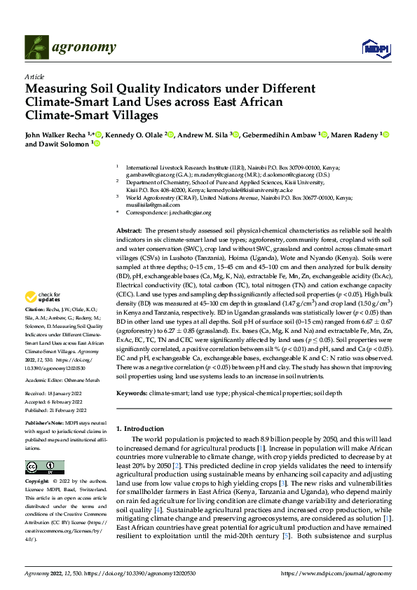 (PDF) Measuring Soil Quality Indicators under Different Climate-Smart ...