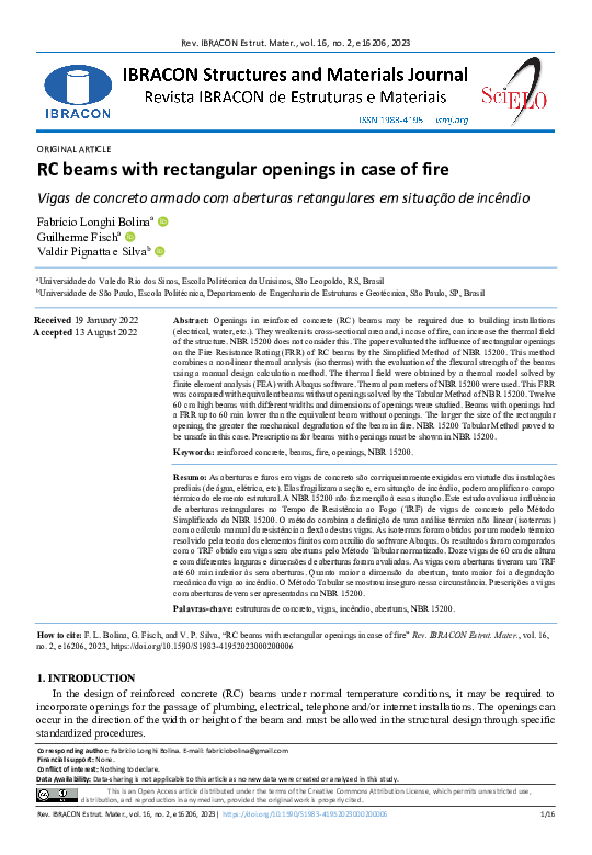 (PDF) RC beams with rectangular openings in case of fire