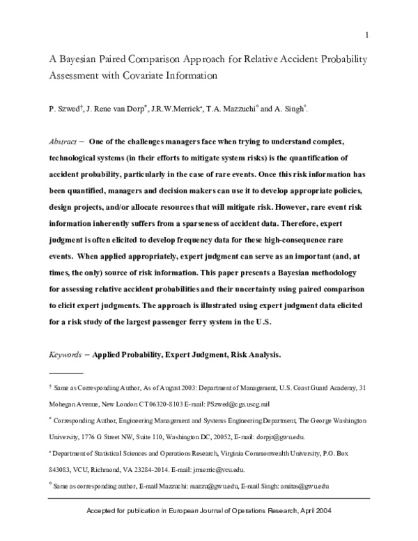 (PDF) A Bayesian paired comparison approach for relative accident ...