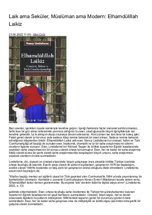 (PDF) Laik ama Seküler, Müslüman ama Modern: Elhamdülillah Laikiz